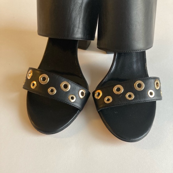 M. Gemi | Shoes | New M Gemi Black Genuine Leather Heeled Sandals Size ...